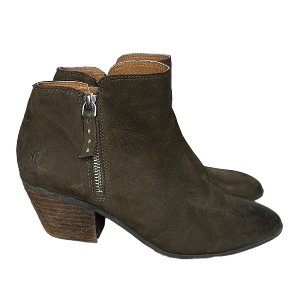 Frye | Shoes | Frye Womens Judy Brown Leather Booties With Burnished ...